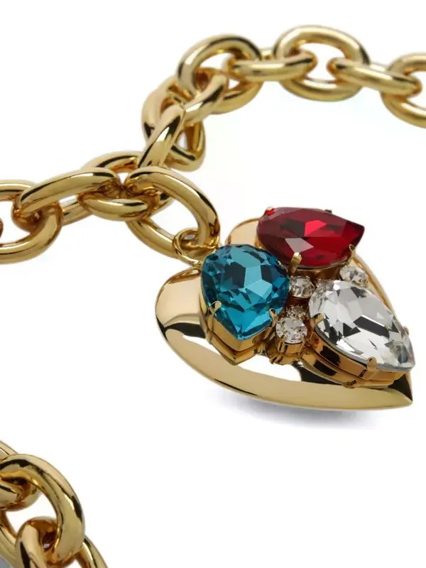 Alessandra Rich Heart Pendant Crystal Embellished Necklace - Gold