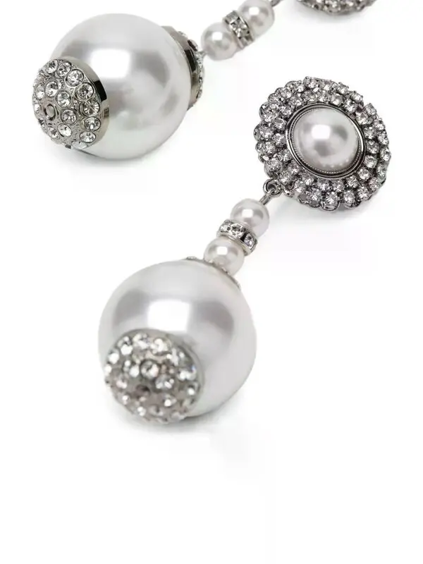Alessandra Rich Faux-pearl Crystal-embellished Drop Earrings
