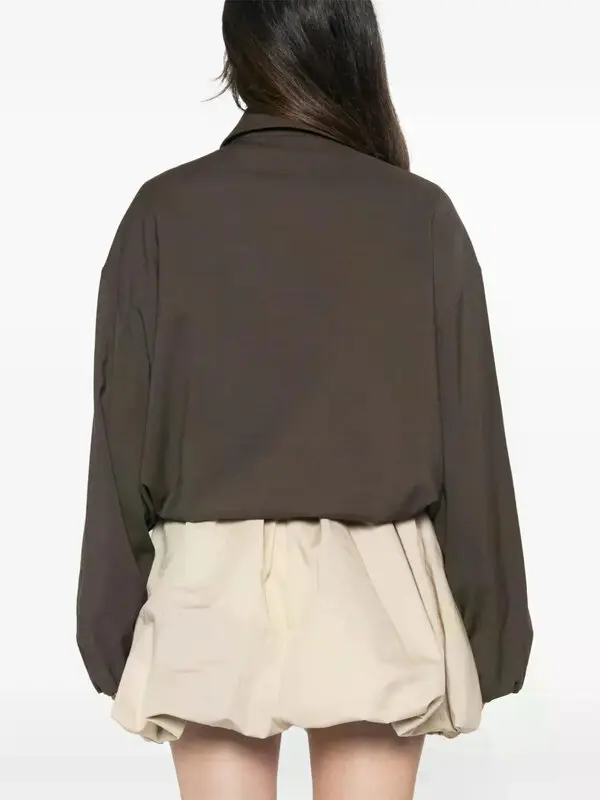 Loewe Logo Embroidered Zip-up Jacket - Brown