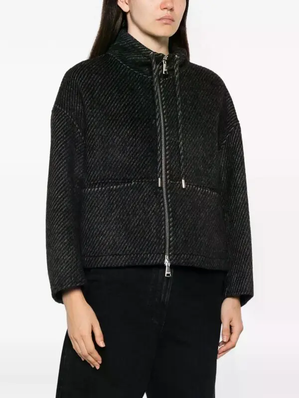 ERMANNO FIRENZE Drawstring-neck Ribbed-knit Jacket
