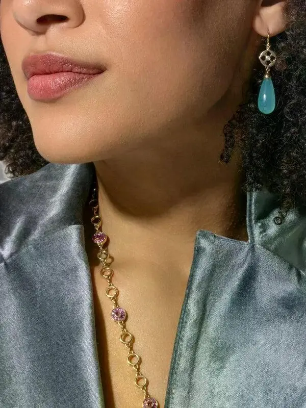 EDINA KISS Chalcedony And Diamond Drop Earrings