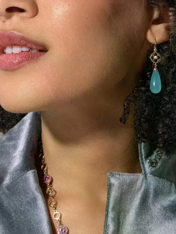 EDINA KISS Chalcedony And Diamond Drop Earrings