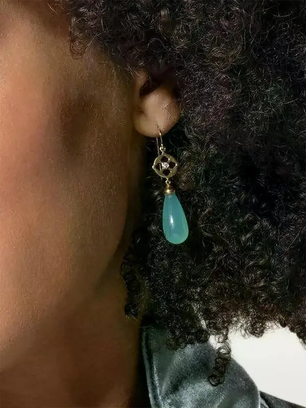 EDINA KISS Chalcedony And Diamond Drop Earrings