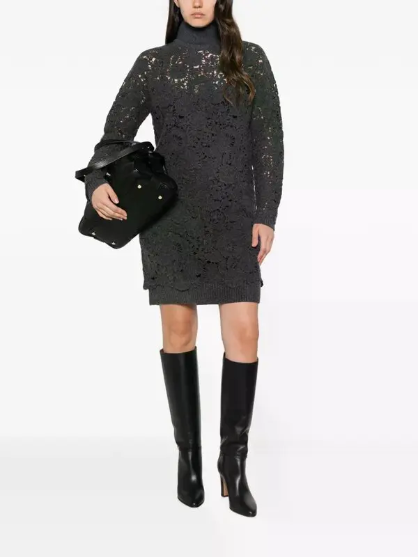 ERMANNO FIRENZE Lace-knit Roll-neck Midi Dress