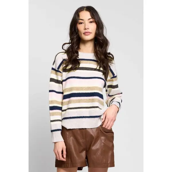 Central Park West Birch Striped Crew