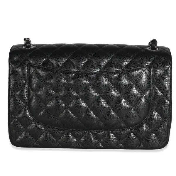 Chanel Quilted Caviar Jumbo Double Flap Bag - Black