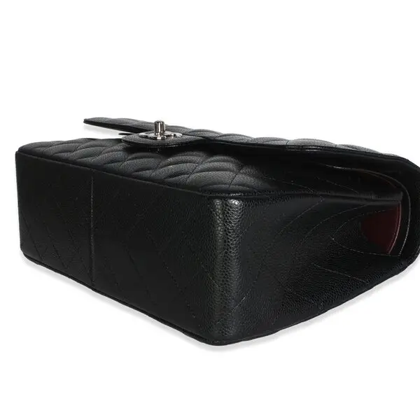 Chanel Quilted Caviar Jumbo Double Flap Bag - Black