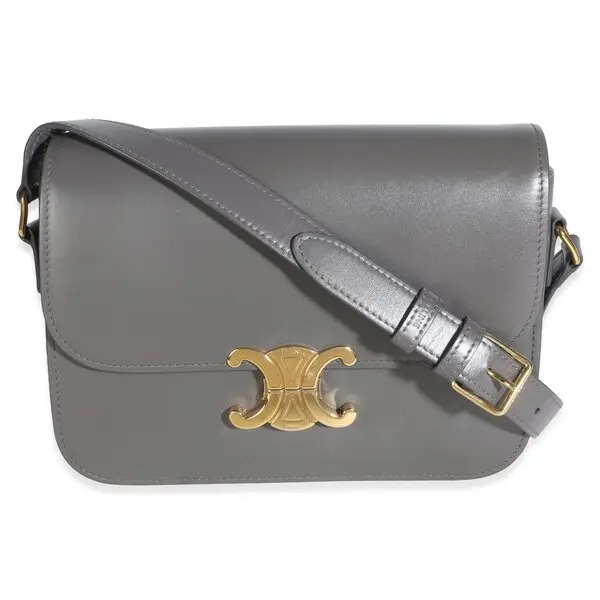 Celine Pebble Smooth Calfskin Teen Triomphe Bag - Gray
