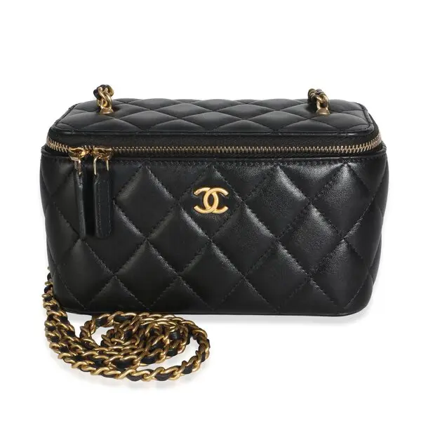 Chanel Quilted Lambskin Pearl Crush Vanity With Chain