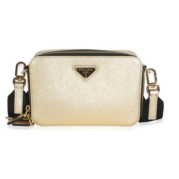 Prada Saffiano Leather Crossbody Bag - Gold