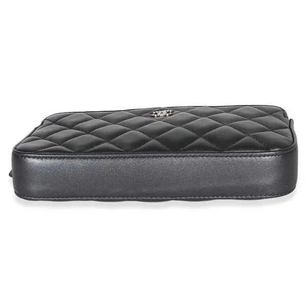 Chanel Quilted Lambskin Pearl Cc Double Zip Phone Holder With Chain