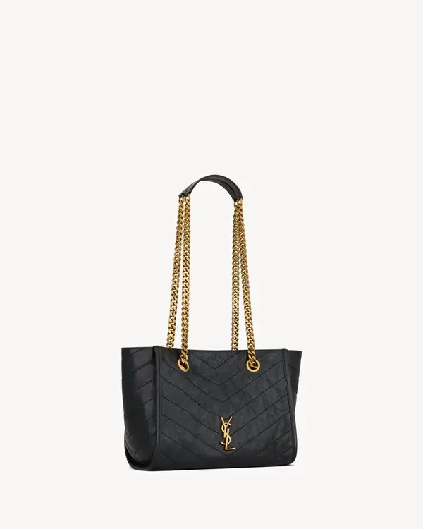 Saint Laurent Niki Small Shopping Bag In Vintage Leather - Black