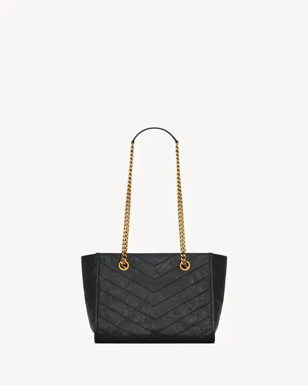 Saint Laurent Niki Small Shopping Bag In Vintage Leather - Black