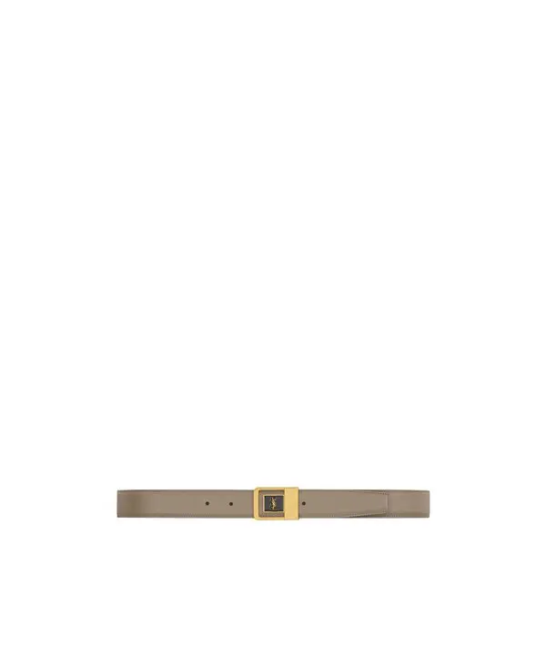 Saint Laurent La 66 Buckle Belt In Lacquered Leather - Nude