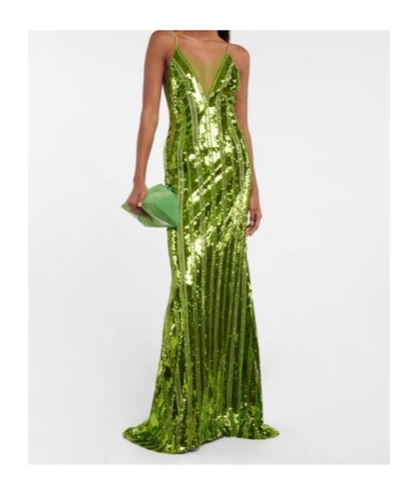 Galvan Kate Sequined Gown - Green