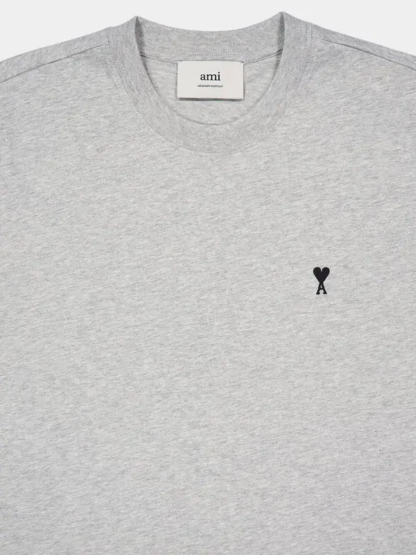AMI Paris Heather Ash De Coeur Cotton T-shirt