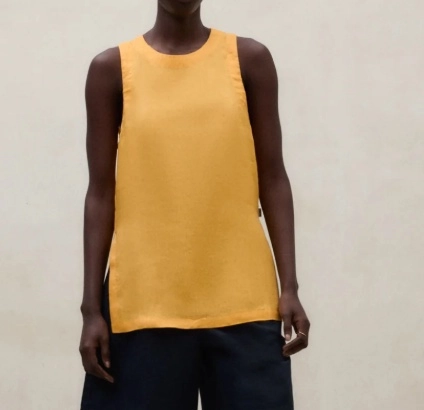 ECOALF Sleeveless Round Neck Top With Side Slits - Orange