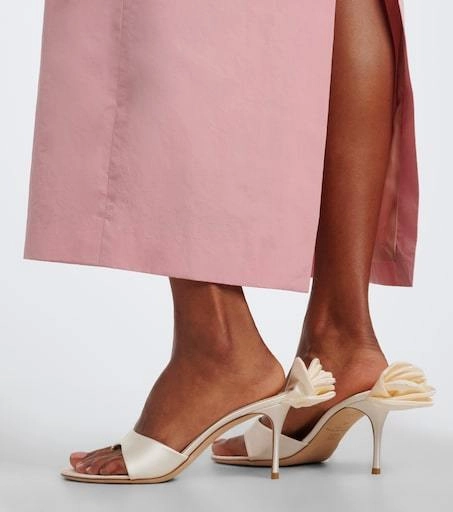 Magda Butrym Floral Appliqué Satin Thong Sandals - White