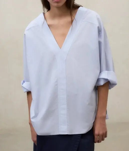 ECOALF V-neck Shirt With Ruched Back And Wide Sleeves