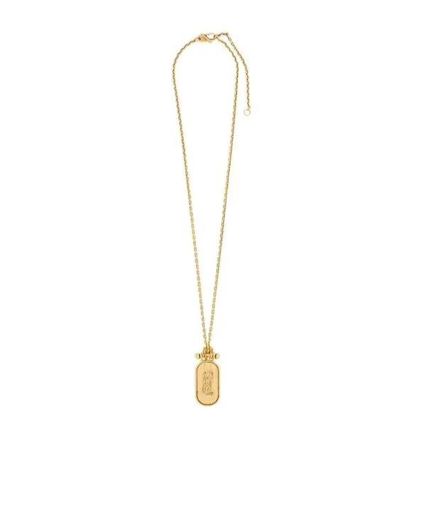Saint Laurent Cassandre Tablet Necklace In Metal - Yellow