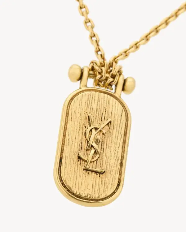 Saint Laurent Cassandre Tablet Necklace In Metal