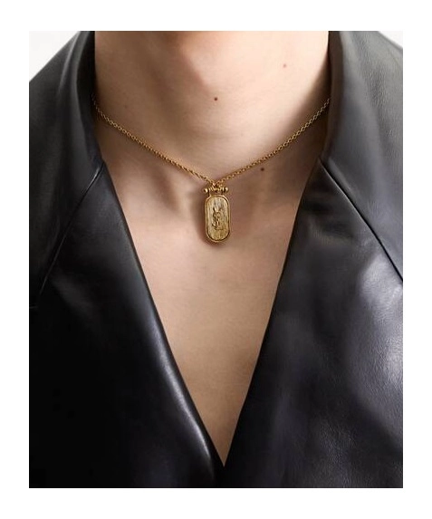 Saint Laurent Cassandre Tablet Necklace In Metal