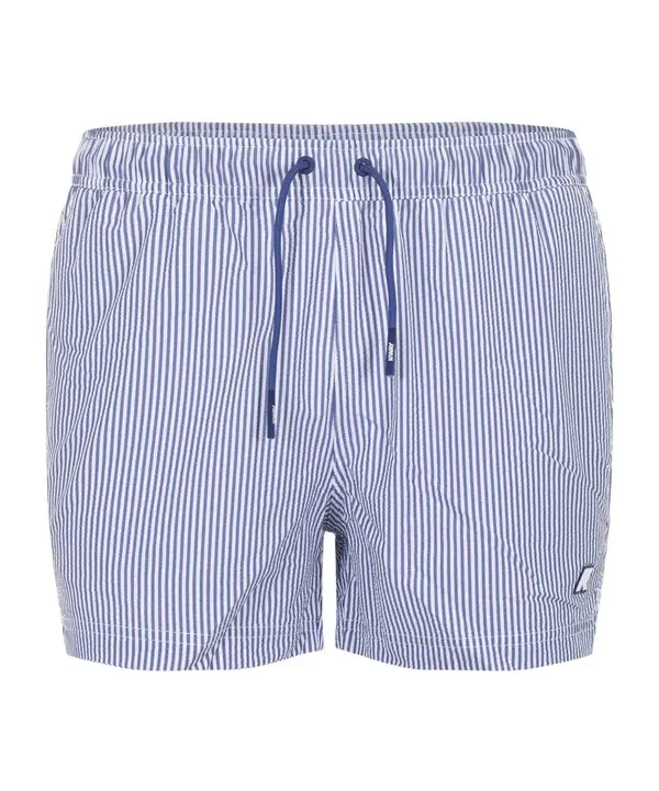 K-WAY Logo Patch Striped Swim Shorts