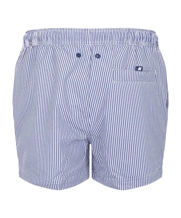 K-WAY Logo Patch Striped Swim Shorts
