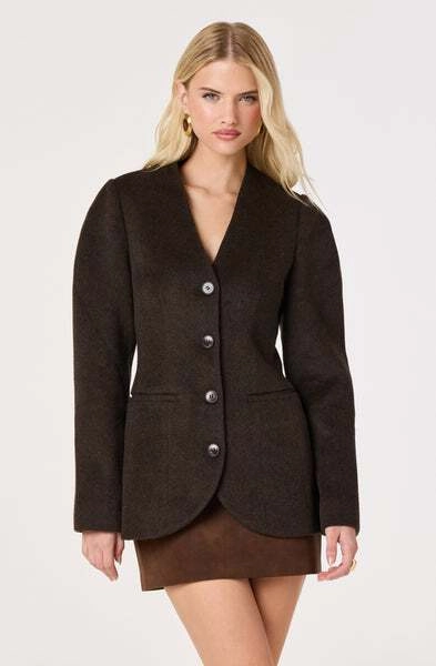Astr The Label Ada V-neck Structured Jacket