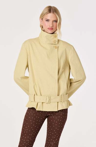Astr The Label Theo Funnel Collar Belted Jacket