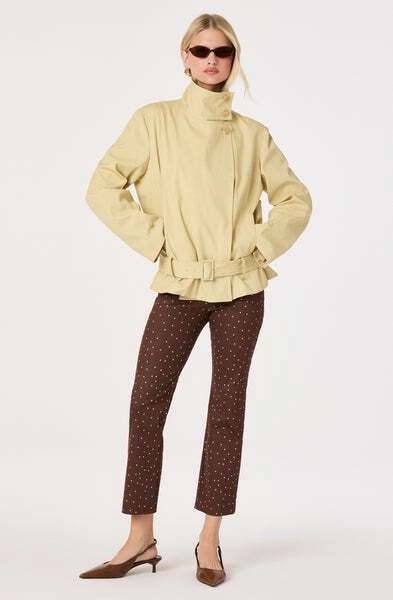 Astr The Label Theo Funnel Collar Belted Jacket