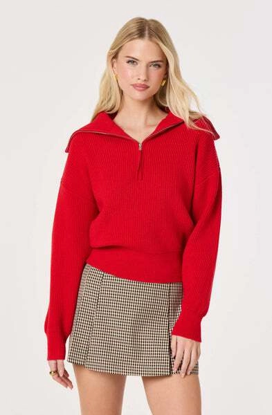 Astr The Label Lucette Quarter Zip Sweater