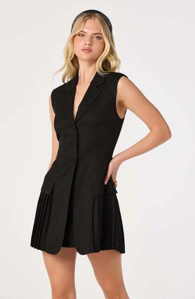 Astr The Label Gianna Sleeveless Blazer Mini Dress - Black