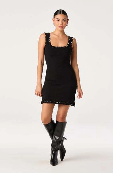 Astr The Label Nya Pearl-trim Knit Mini Dress