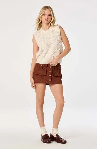 Astr The Label Becky Faux Suede Mini Skirt
