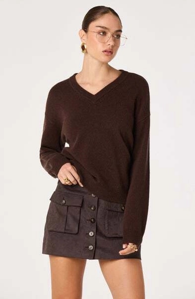 Astr The Label Becky Faux Suede Mini Skirt - Truffle