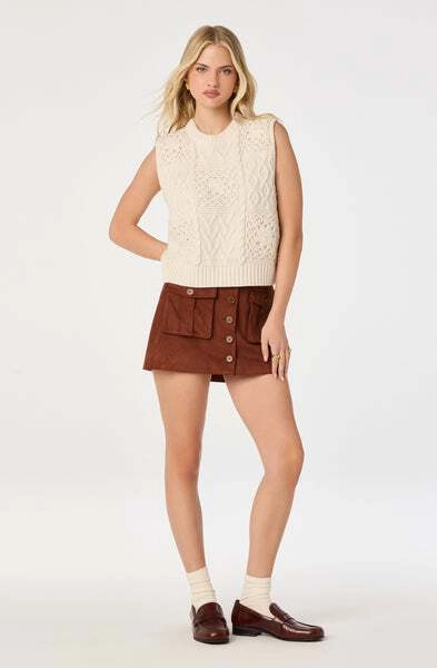 Astr The Label Edlyn Cable Knit Sweater Vest