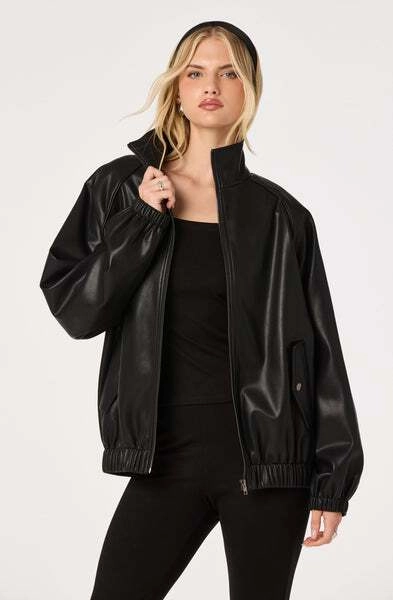 Astr The Label Shayna Faux Leather Bomber Jacket