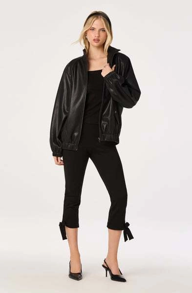 Astr The Label Shayna Faux Leather Bomber Jacket