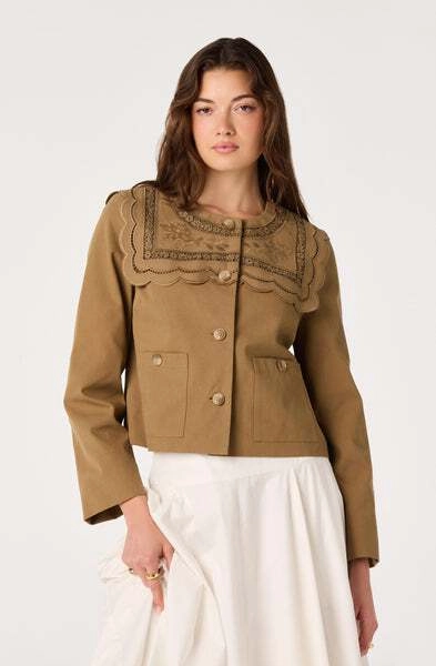 Astr The Label Cleo Sailor-collar Cropped Jacket