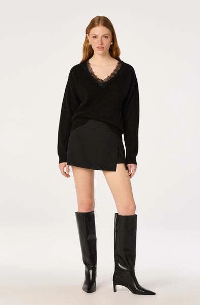 Astr The Label Tessa Slit-front Mini Skort - Black
