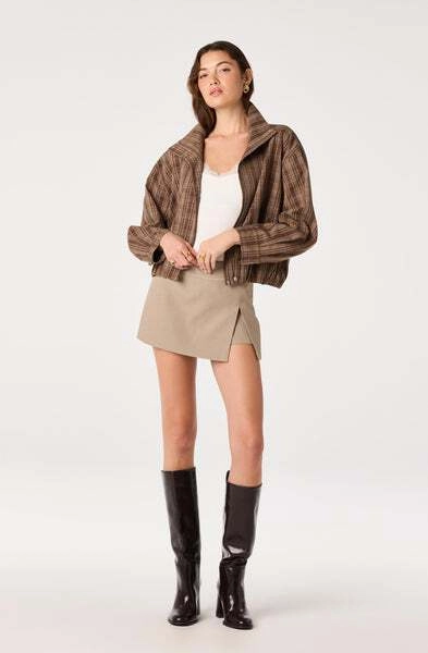 Astr The Label Tessa Slit-front Mini Skort - Taupe