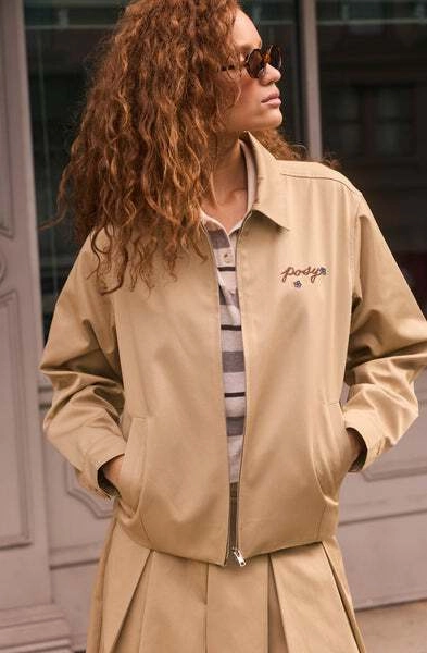Astr The Label Alice Embroidered Chore Jacket - Khaki