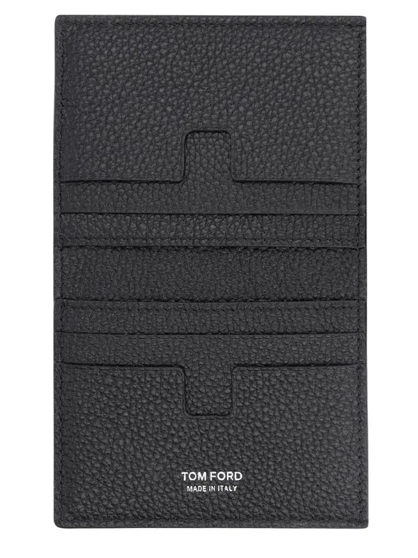 TOM FORD Portacarte Pieghevole In Pelle Fiore - Black