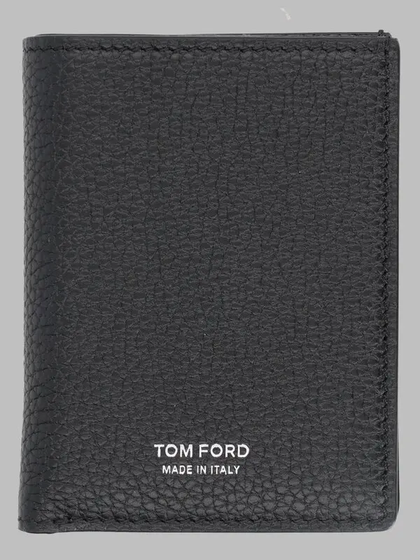 TOM FORD Portacarte Pieghevole In Pelle Fiore - Black