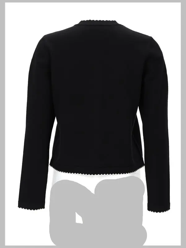 Tory Burch Kendra Cardigan With Scalloped Trim - Black