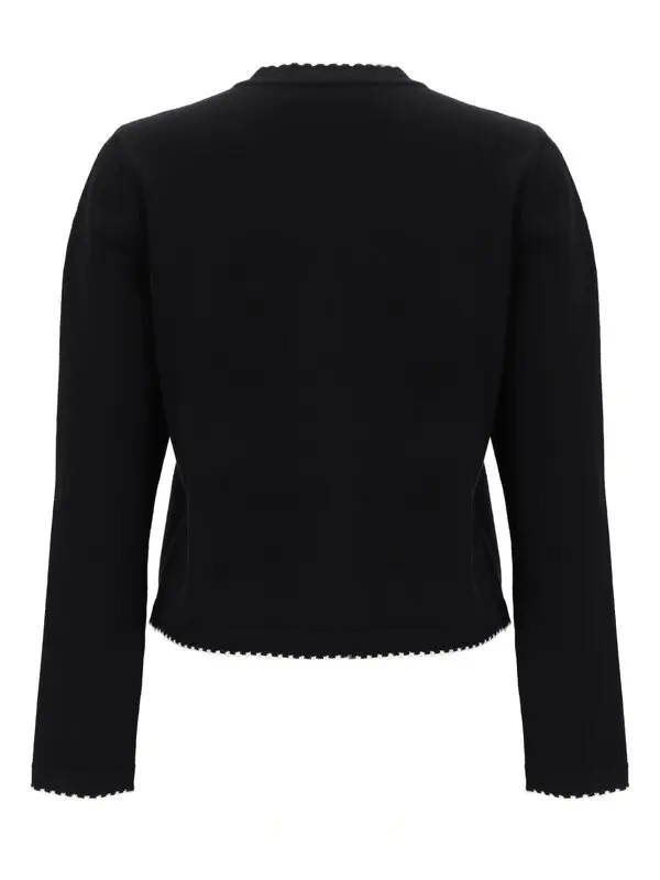 Tory Burch Kendra Cardigan With Scalloped Trim - Black
