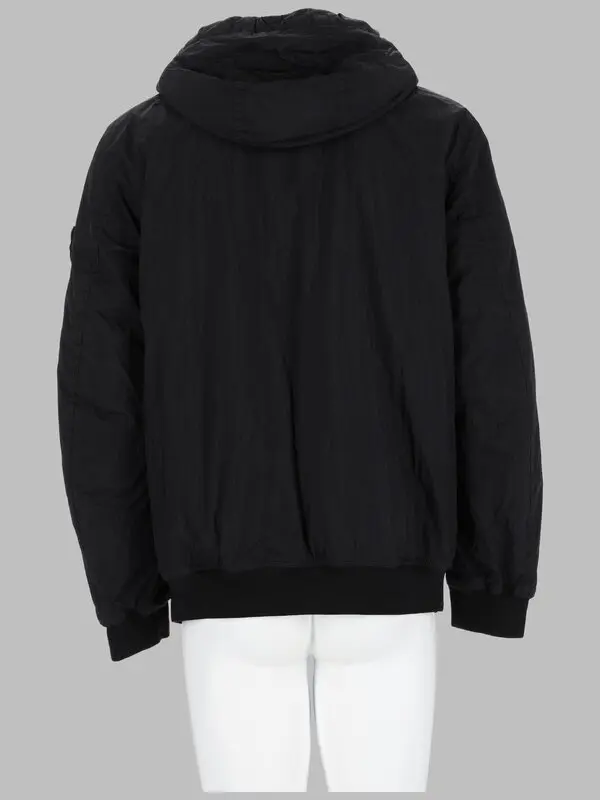 Stone Island Hooded Bomber Jacket With Logo Patch