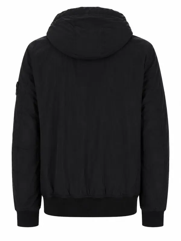 Stone Island Hooded Bomber Jacket With Logo Patch