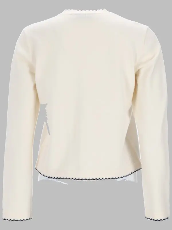 Tory Burch Kendra" Cardigan With Scalloped Trim - Ivory